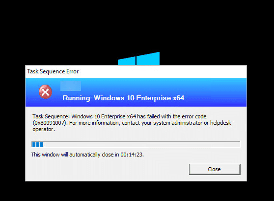 MECM (SCCM) : Code d’erreur de séquences de tâches 0X80091007 | Le Blog Technique
